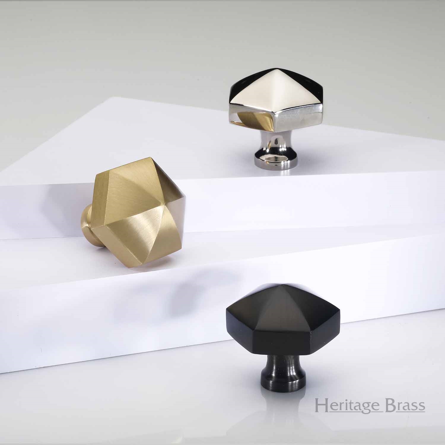 Cabinet Hardware - Cabinet Knobs - 6 Sided - Heritage Brass Cabinet ...