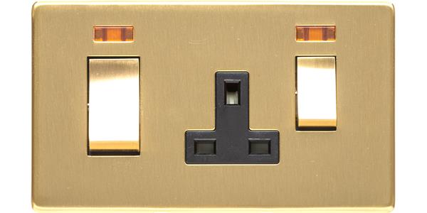 Studio Range Satin Brass 45A Cooker Unit + 13A Socket|Y44.262.SBBK