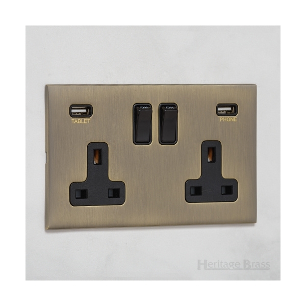 Windsor Range Antique Brass 45A Cooker Unit + 13A Socket | WN91.162.BK