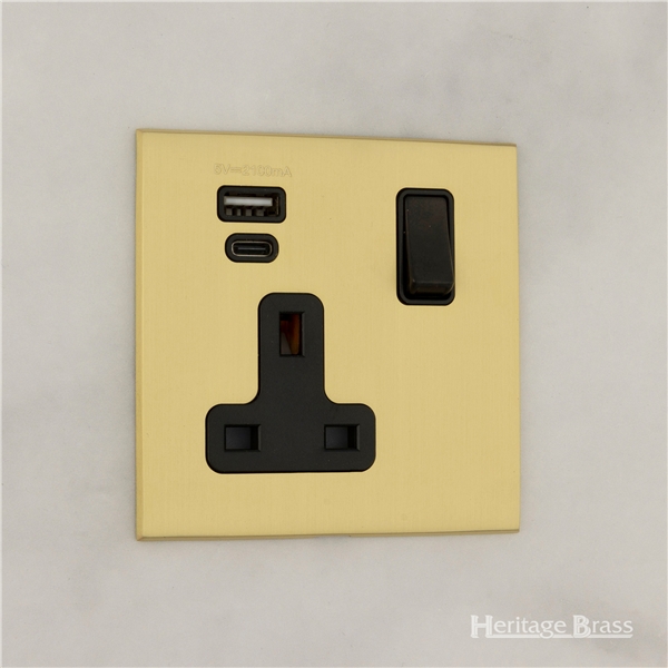 Windsor Range Matt Brass 1 Gang Intermediate Rocker Switch (10 Amp)|WN40.101.BK