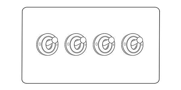 Studio Range Polished Nickel 4 Gang Toggle Switch|Y08.2430.PN